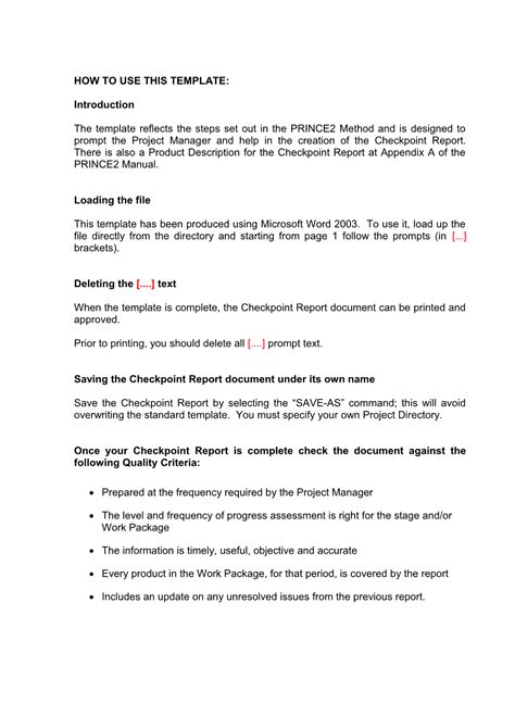 Checkpoint Report Template Docest