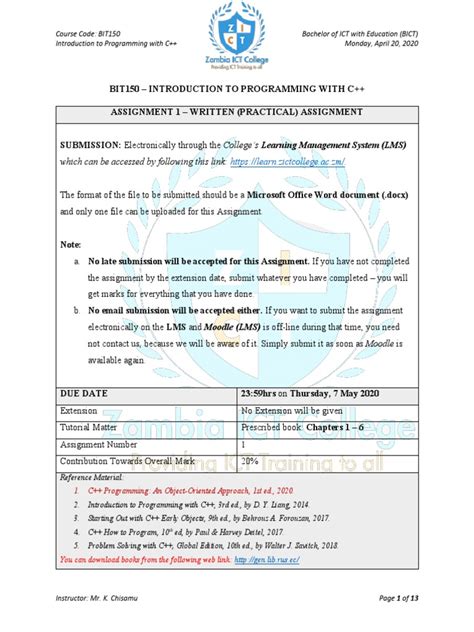 Bit150 Assignment 1 From Introduction To C Functions Pdf Parameter Computer Programming