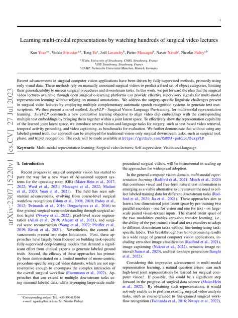 Pdf Learning Multi Modal Representations By Watching Hundreds Of Surgical Video Lectures