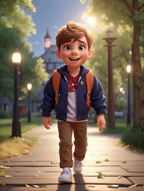 Premium Ai Image A Boy Walking In The Park