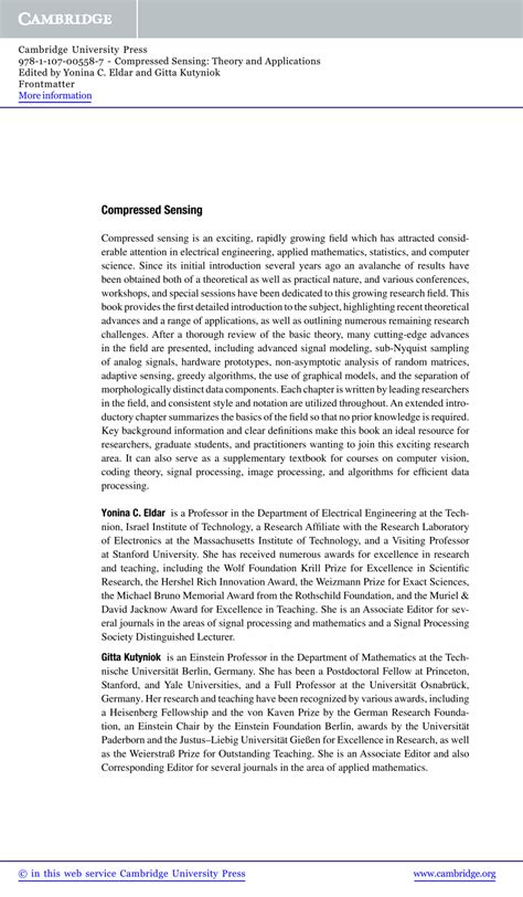 PDF Compressed Sensing Theory And Applications