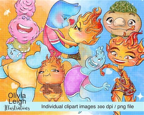 Elemental Cute Clipart Set Png Files Hand Drawn Digital Download Etsy