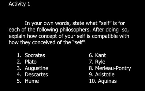 Solved Subject Understanding The Self Activity 1 In Your Own Words Course Hero