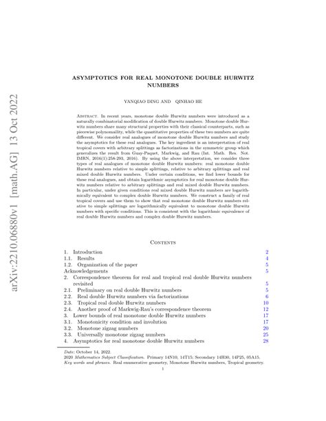 Pdf Asymptotics For Real Monotone Double Hurwitz Numbers