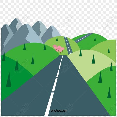 녹색 자연 여행 고속도로 그림거리초록플랫 Png 일러스트 무료 다운로드 Lovepik