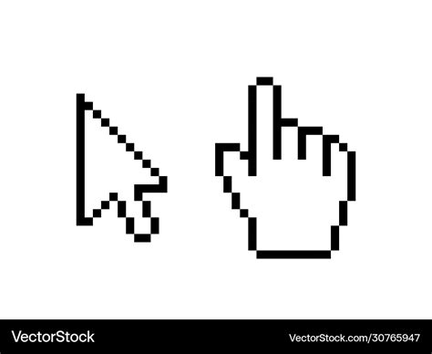 Hand Cursor Mouse Icon Cursor Pixel Pointer Arrow Vector Image