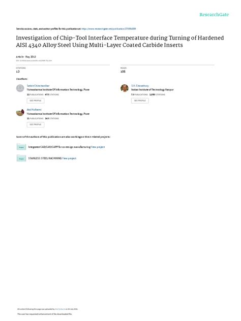 Investigation Of Chip Tool Interface Temperature During Turning Of Hardened Aisi 4340 Alloy