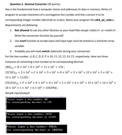 Solved Question Decimal Converter Points Hex Is The Chegg