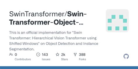Github Swintransformer Swin Transformer Object Detection This Is An Official Implementation