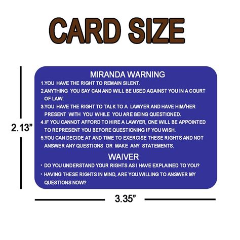 Miranda Rights Card Printable Printable Worksheet