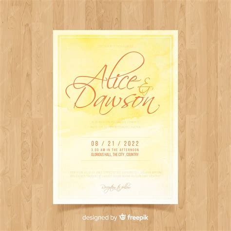 수채화 웨딩 카드 템플릿 무료 벡터