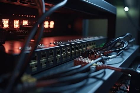 Premium Ai Image Network Cables Connected Into Switches Generative Ai