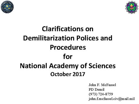 Clarifications On Demilitarization Polices And Procedures For National