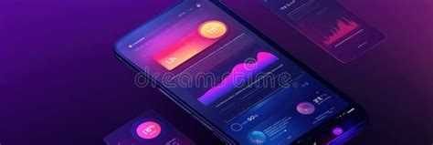 Modern Smartphone Displaying Dynamic Data Visualizations With Vibrant