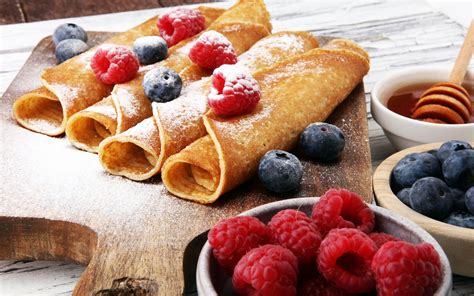 배경 화면 팬케이크 라즈베리 블루 베리 음식 3840x2160 Uhd 4k 그림 이미지