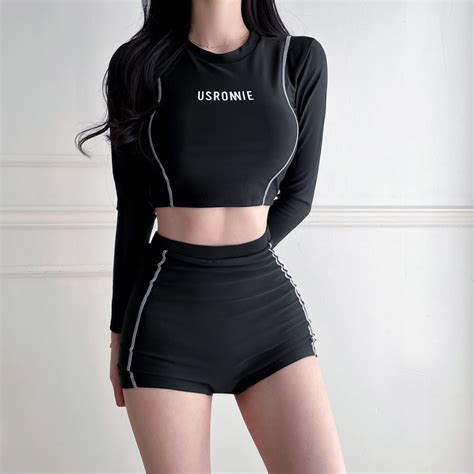 4시당일발송 레이 긴팔 체형보정 하이웨스트 래쉬가드 수영복