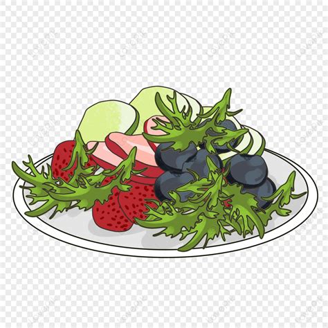맛있는 일러스트 야채와 과일 샐러드 클립 아트플레이트딸기 Png 일러스트 무료 다운로드 Lovepik