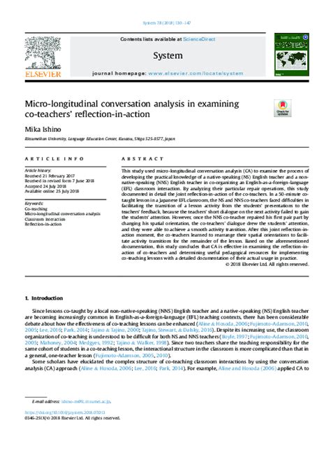 Pdf Micro Longitudinal Conversation Analysis In Examining Co Teachers
