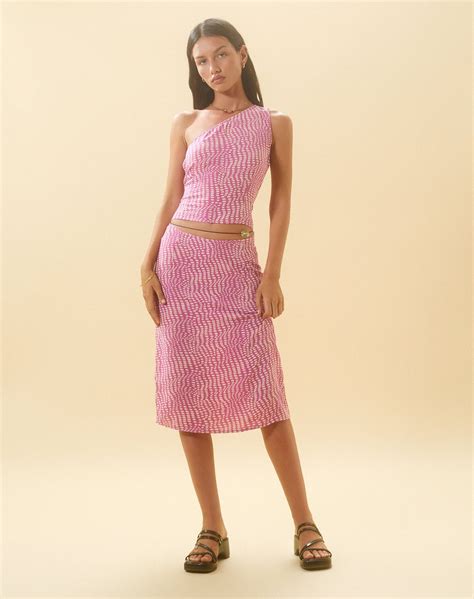 Purple Wavy Polka Midi Skirt Harriet Motelrocks Com Us