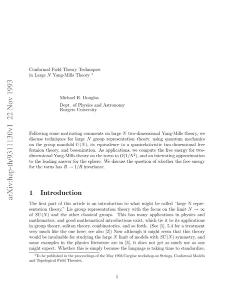 Pdf Conformal Field Theory Techniques In Large N Yang Mills Theory