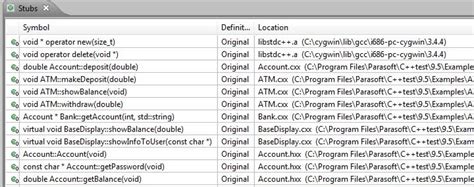 exercise 3 reviewing stub information parasoft c c test professional 2022 2 eclipse