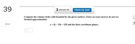Solved Compute The Volume Of The Solid Bounded By The Given