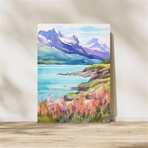 Patagonia Watercolor Print Argentina Wall Art South America Poster