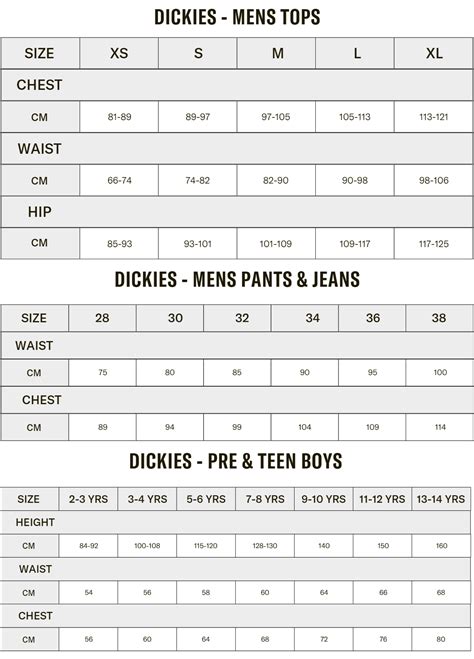 Fit Guide Dickies