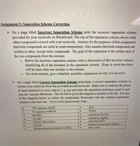 solved assignment 5 separation scheme correction on a
