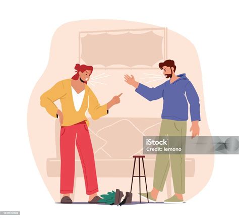 가족 싸움과 싸움 화가 커플 문자는 서로를 비난 외치고 쿼링 나쁜 관계 가족에 대한 스톡 벡터 아트 및 기타 이미지 가족 언쟁 가정 생활 Istock
