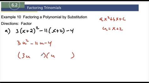62 Example 10 Factoring A Polynomial By Substitution Youtube