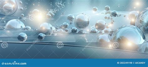 Abstract Background With Floating Spheres And Ethereal Elements