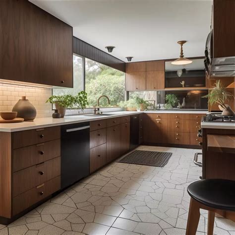 Wood Mid Century Modern Kitchen Cabinets