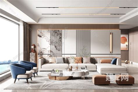 现代轻奢客厅 建e网3d模型下载网 Living Room Design Decor Luxury Living Room