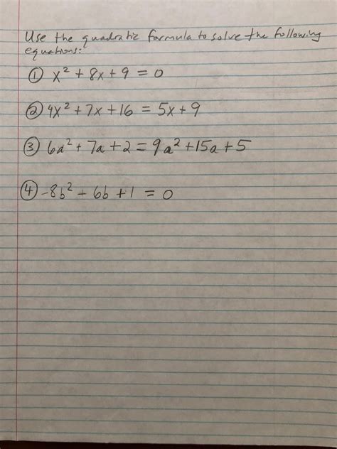 Professor Franks Math Blog Quadratic Formula Practice Problems And Answers