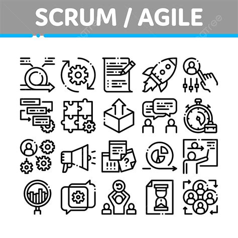 Agile Scrum Vector Design Images Scrum Agile Collection Elements Vector Icons Set Collection