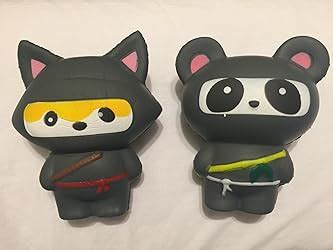 Anboor 2 Pcs Squishies Ninja Jumbo Panda And Fox Slow