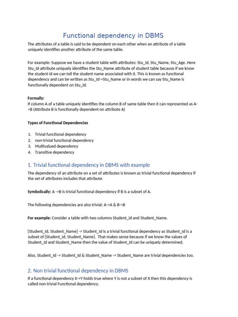 Functional Dependency In Dbms Pdf Database Transaction Acid
