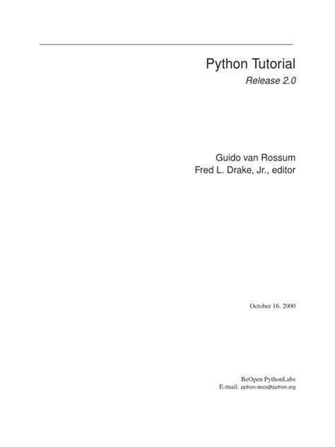Python Tutorial Release 20 Pdf C Programming Language Command