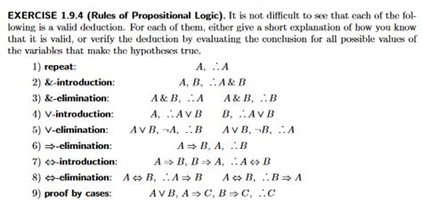 Solved Exercise 194 Rules Of Propositional Logic It Is