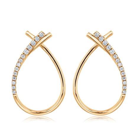 18ctw Diamond Yellow Gold Open Teardrop Earrings Reeds Jewelers
