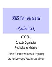 Understanding MIPS Functions And The Runtime Stack Course Hero