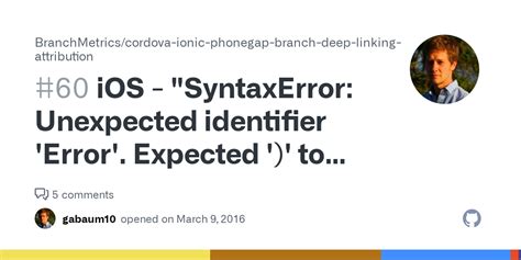 Ios Syntaxerror Unexpected Identifier Error Expected To End A Argument List · Issue
