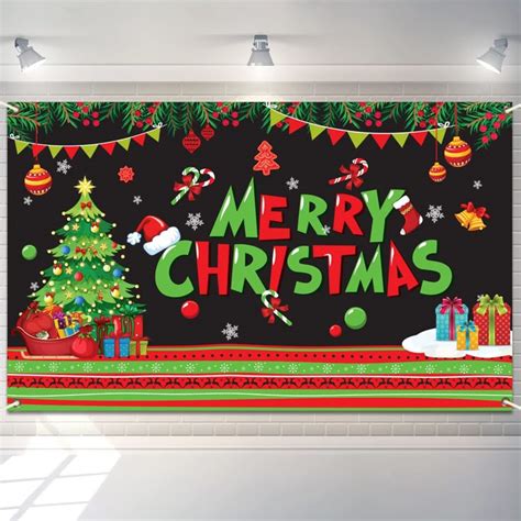 Merry Christmas Party Backdrop Decoration Banner