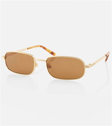 Rectangular Sunglasses In Gold Gucci Mytheresa