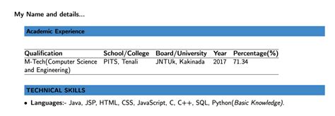 Formatting LaTeX CV How To Contain Text In A Box TeX LaTeX Stack Exchange
