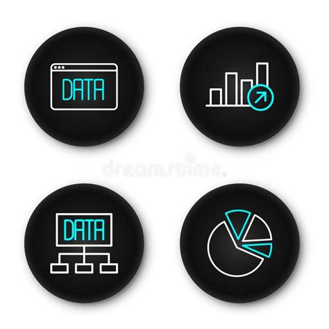 Set Line Pie Chart Infographic Data Analysis Financial Growth And Icon Vector Stock