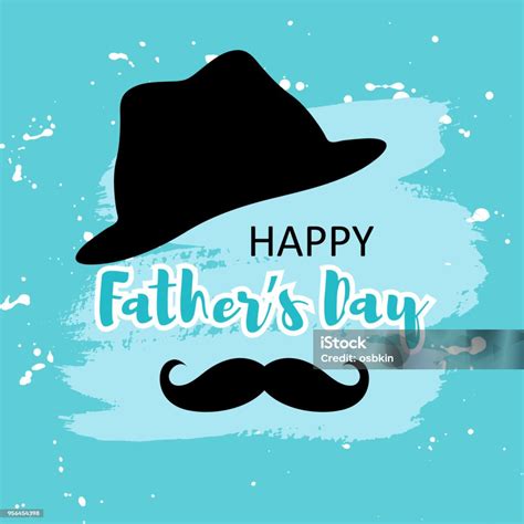 벡터 일러스트입니다 모자와 콧수염 페인트의 손 그리기 Splodge에 해피 아버지의 날 카드 만화 스타일에 남자에 대 한 축 하 디자인입니다 축 하 카드 디자인에 대한 스톡