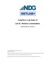 NDG A Plus Lab 10 Pdf CompTIA A Lab Series V3 Lab 10 Windows Customizations Document Version