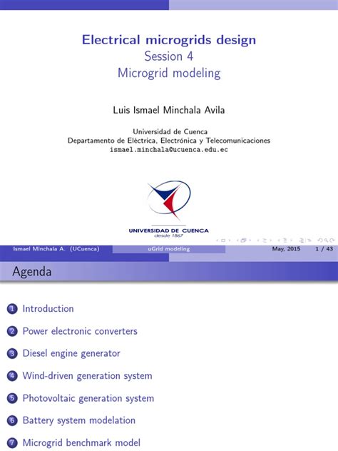 Electrical Microgrids Design Session 4 Microgrid Modeling Luis Ismael